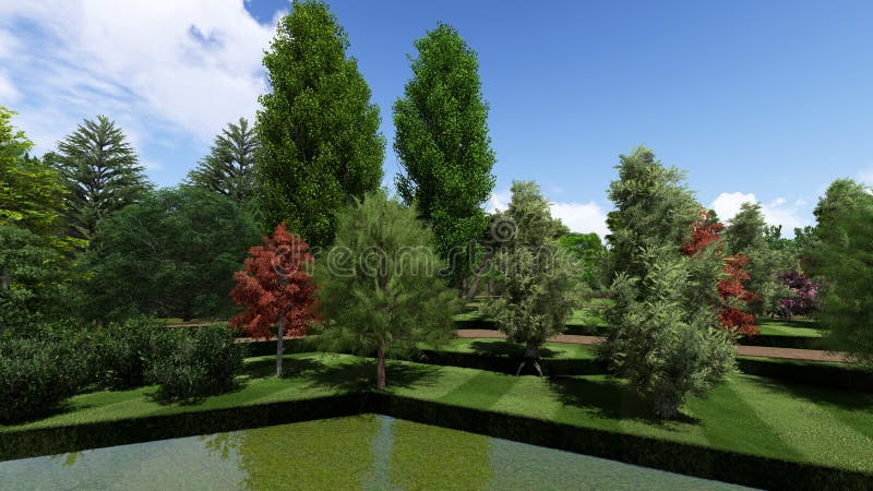 3d Image of the Landscape Design of the Home Territory. Landscaping of ...