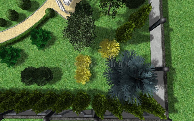 3d Image of Landscape Design of a Personal Plot. Stock Illustration ...
