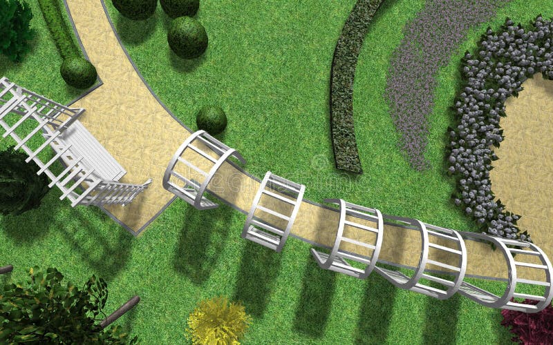 3d Image of Landscape Design of a Personal Plot. Stock Illustration ...