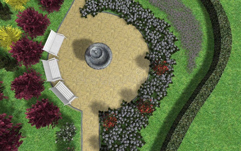 3d Image of Landscape Design of a Personal Plot. Stock Illustration ...