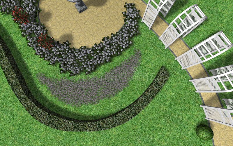 3d Image of Landscape Design of a Personal Plot. Stock Illustration ...