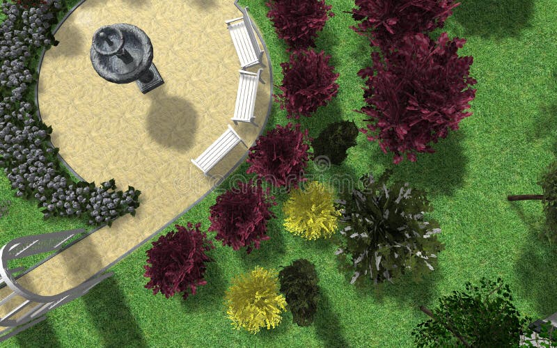 3d Image of Landscape Design of a Personal Plot. Stock Illustration ...