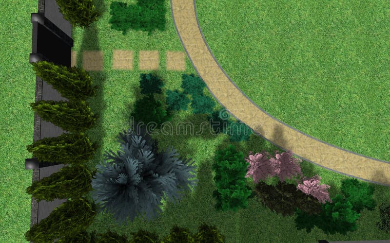 3d Image of Landscape Design of a Personal Plot. Stock Illustration ...