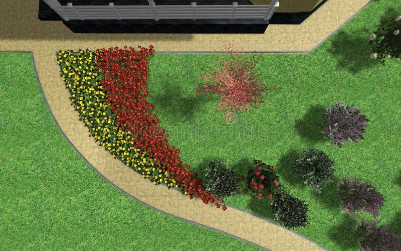 3d Image of Landscape Design of a Personal Plot. Stock Illustration ...