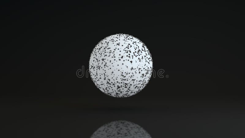 3D Image of a Large White Sphere on a Black Reflective Background. the ...