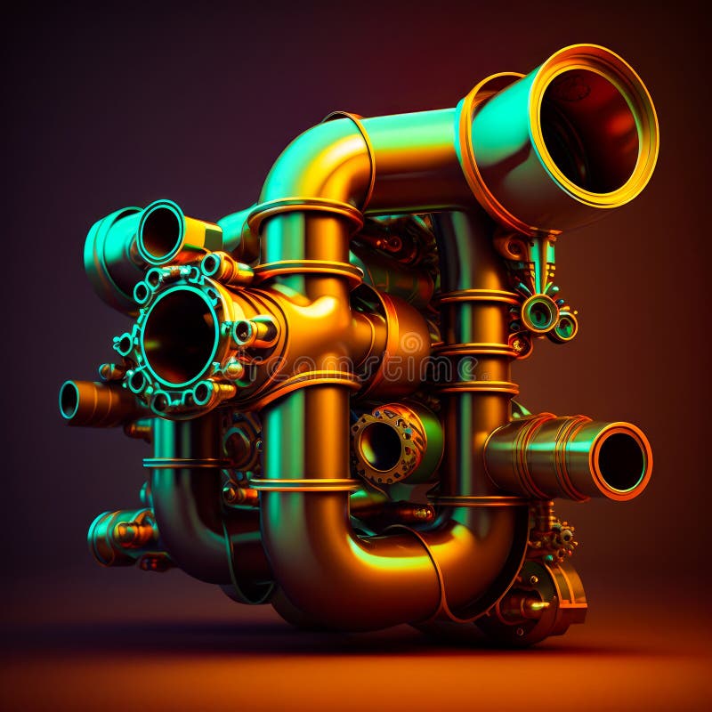 3d Image of Metallic Engine. Generative AI Stock Illustration ...