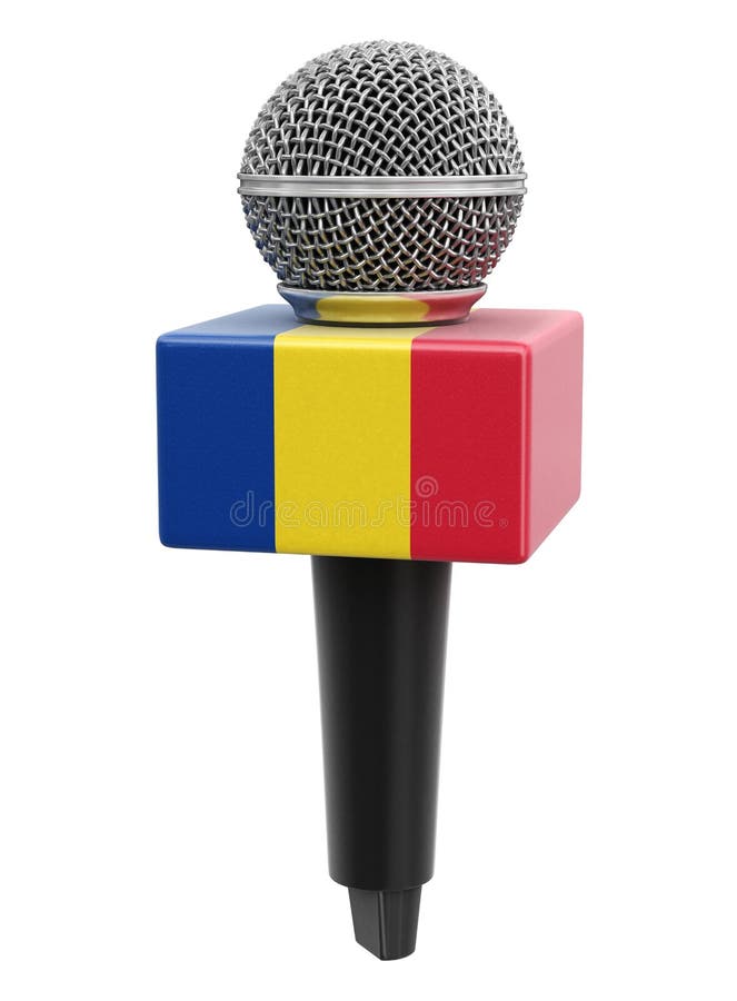 Microphone and Romanian Flag. Image with Clipping Path Stock ...