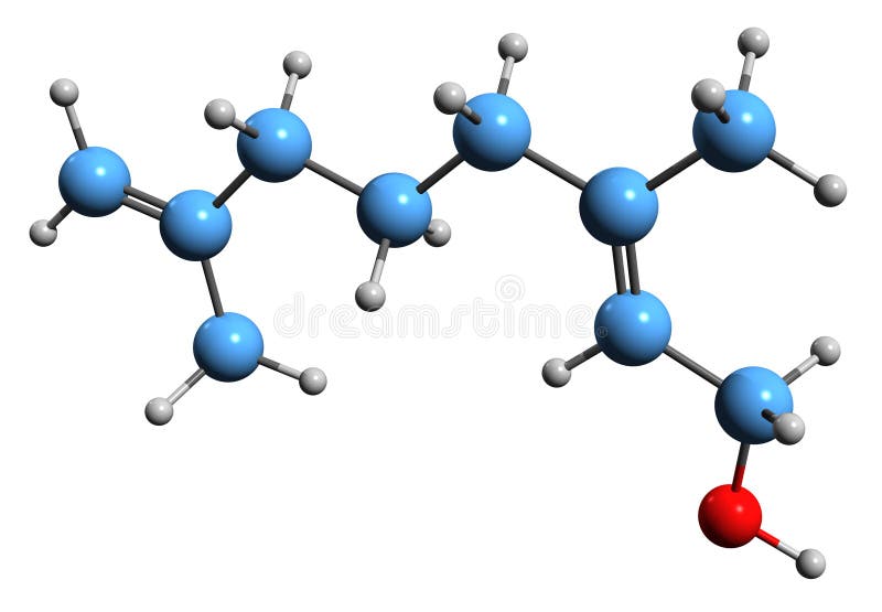 3D Image of Nerol Skeletal Formula Stock Illustration - Illustration of ...