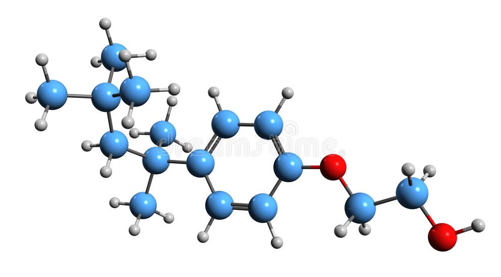 3D Image of Octylphenoxypolyethoxyethanol Skeletal Formula Stock ...