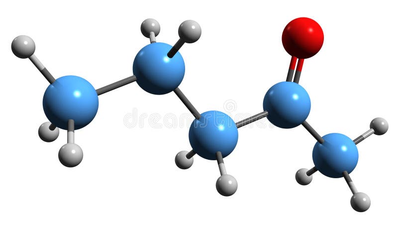 3D Image of 2-Pentanone Skeletal Formula Stock Illustration ...