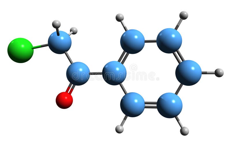 3D Image of Phenacyl Chloride Skeletal Formula Stock Illustration ...