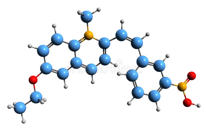 3D Image of Pinacryptol Yellow Skeletal Formula Stock Illustration ...