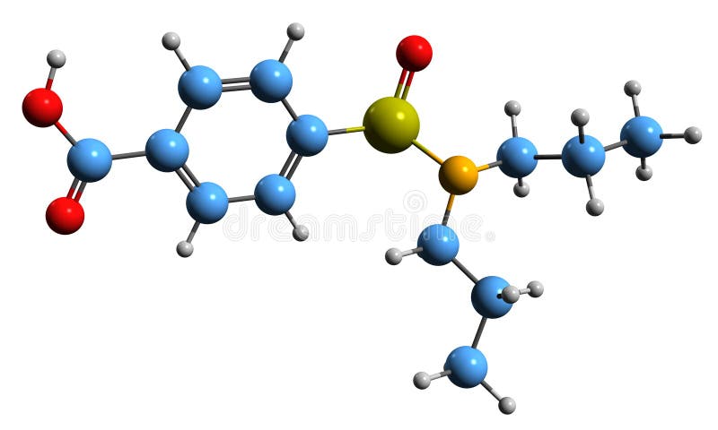 3D Image of Probenecid Skeletal Formula Stock Illustration ...