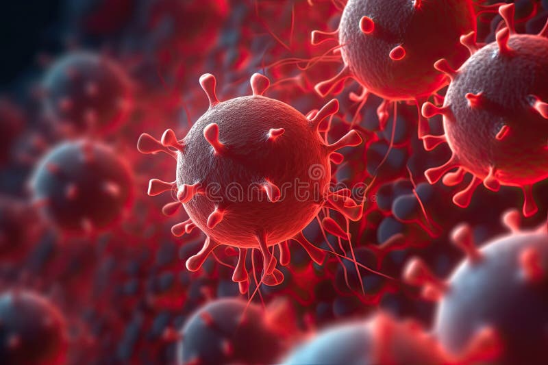 3d Image of Red Color Coronavirus Cells Connect with Healthy Human ...