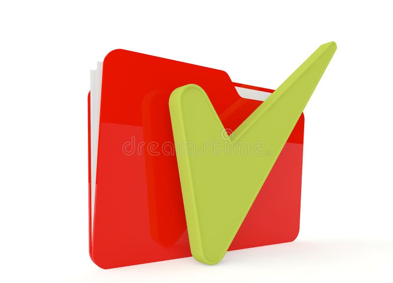 3d Image of Red File Folder with a Right Sign Stock Illustration ...