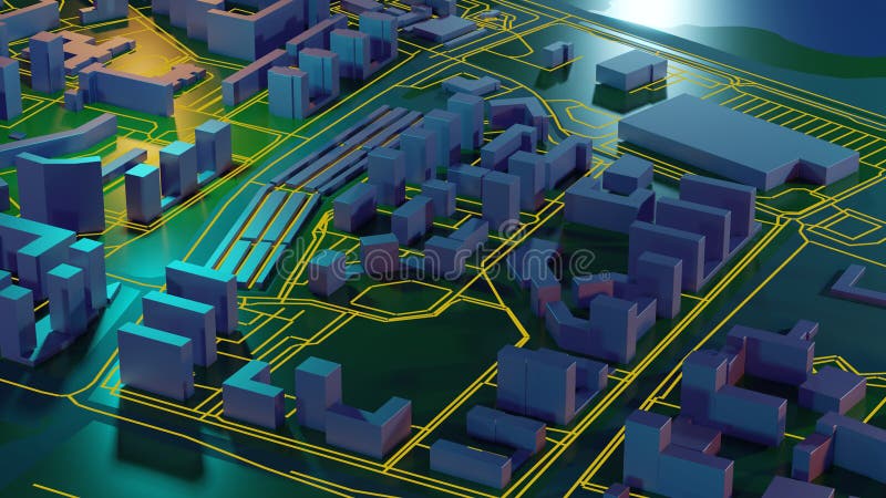 3D Image Render, Aerial View of Cityscape Background. 3d Rendering ...