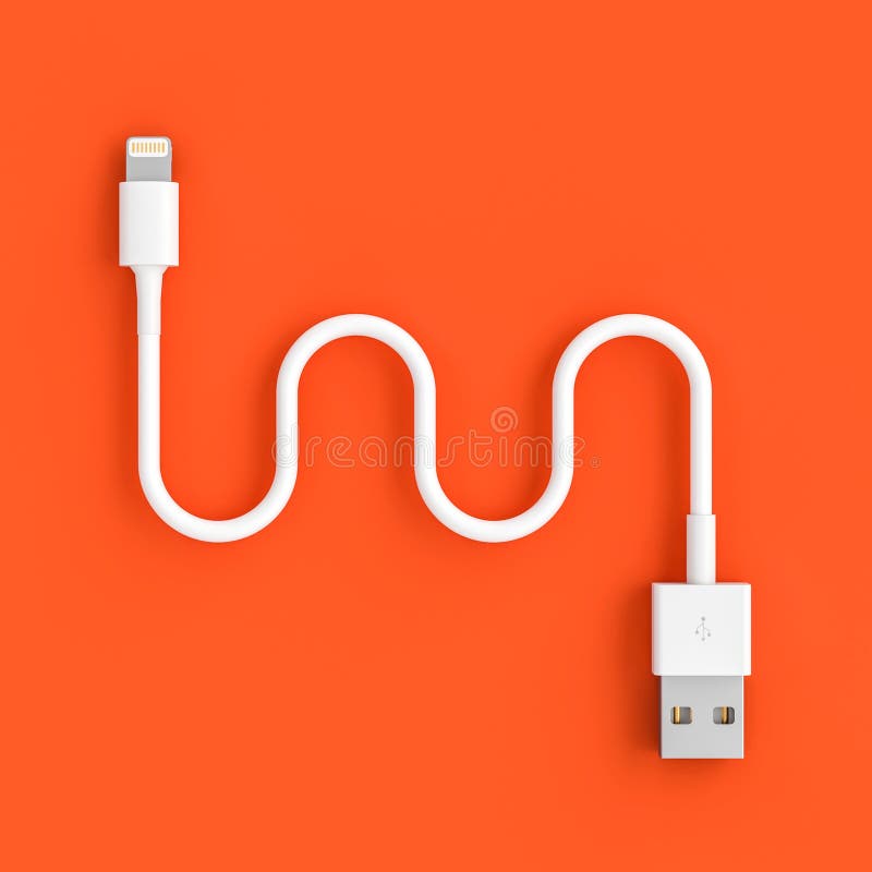 Serpentine Shaped Usb Cable on a Coral Colored Background Stock Photo ...