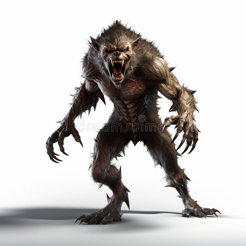 Darkly Detailed Werewolf on White Background - Mythological References ...