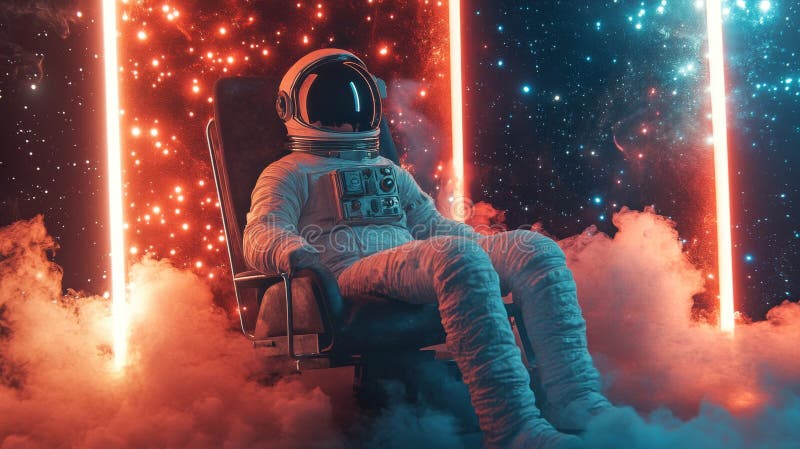A 3D Image Showing an Astronaut Sitting on a Chair. Stock Photo - Image ...