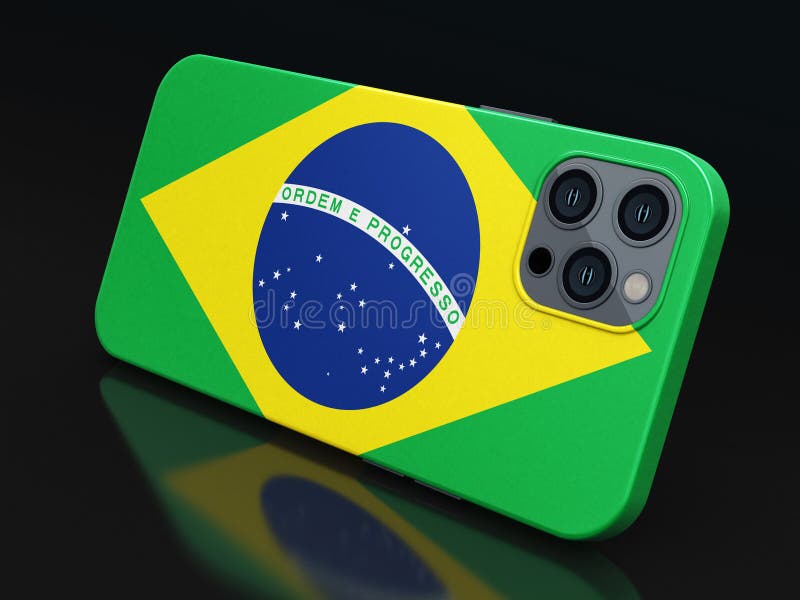 Smartphone with Brazilian Flag Clipping Path Included Stock ...
