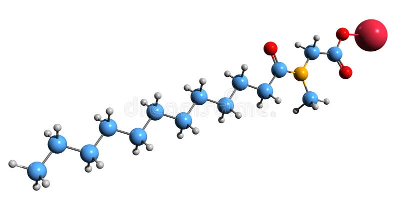 3D Image of Sodium Lauroyl Sarcosinate Skeletal Formula Stock ...