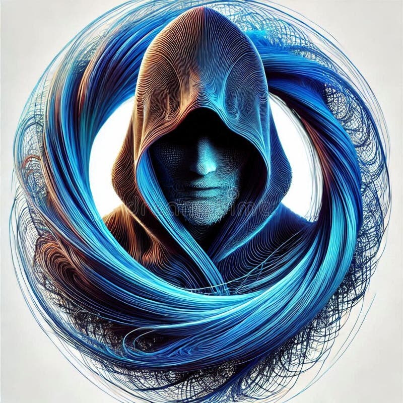 3D Image of a Striking Figure of a Mysterious Hooded Shadowy Guy. Stock ...