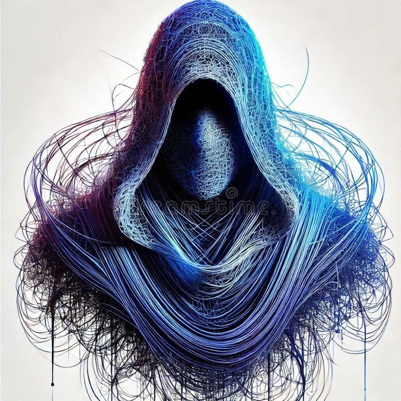 3D Image of a Striking Figure of a Mysterious Hooded Shadowy Guy. Stock ...