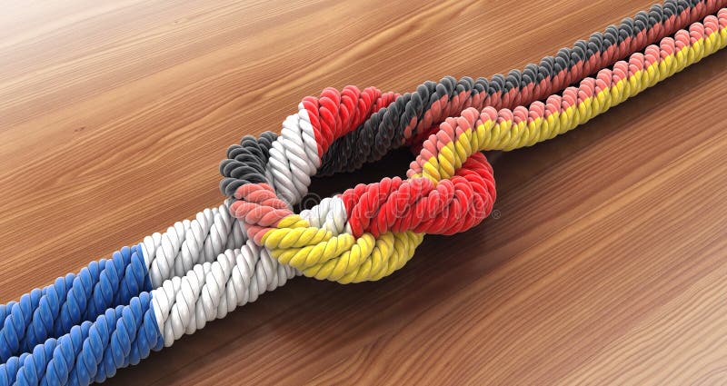 3d Image of Tied Knot with Flags Stock Illustration - Illustration of ...