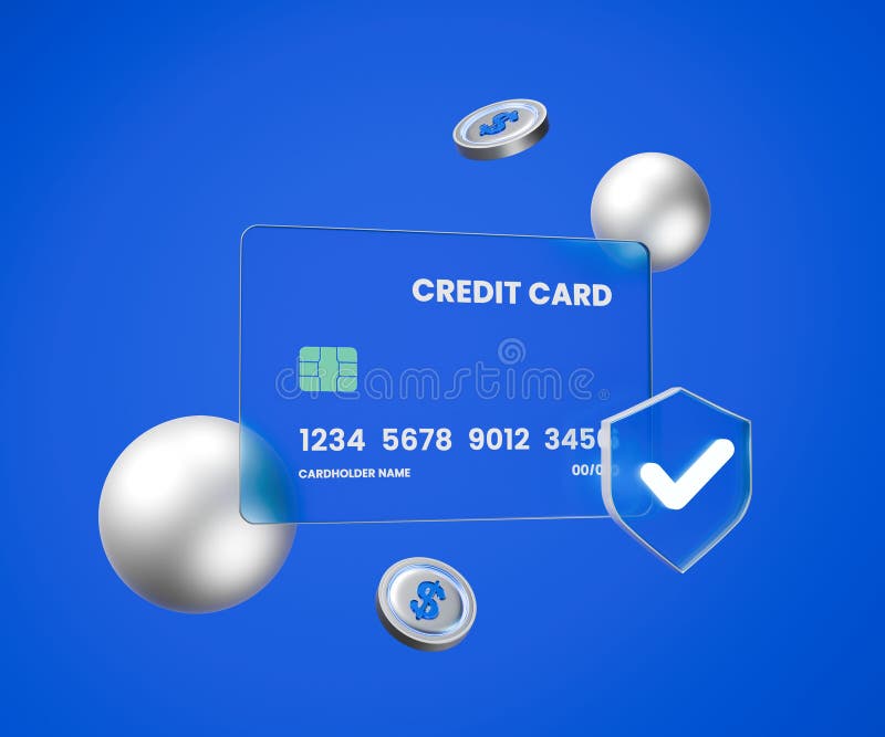 A 3D Image of a Translucent Blue Financial Concept with Security ...
