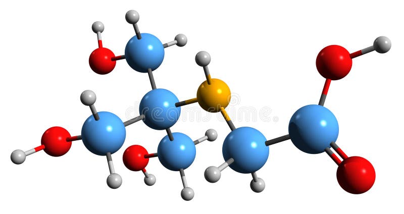 3D Image of Tricine Skeletal Formula Stock Illustration - Illustration ...