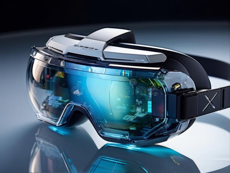 3D Image of Virtual Headset with a Futuristic Technology Background ...