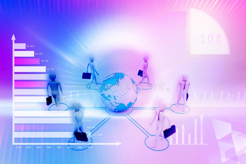 3d Image of Virtual Men on Global Connection Stock Illustration ...