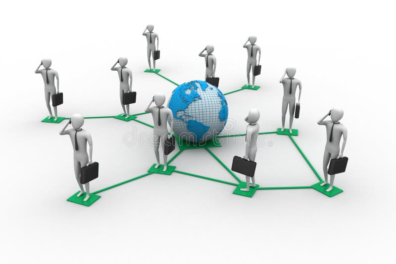 3d Image of Virtual Men on Global Connection Stock Illustration ...
