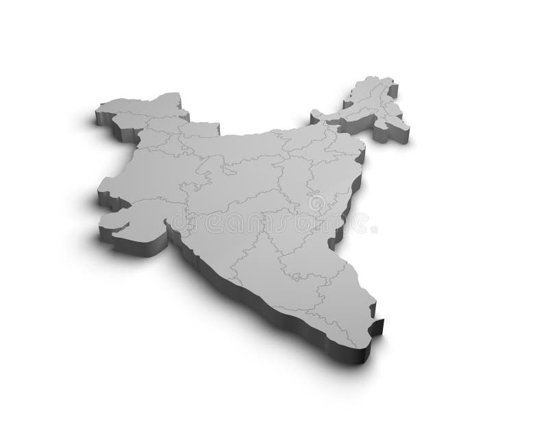 3d India Map Illustration White Background Isolate Stock Illustration ...