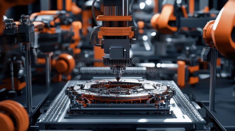 3D Industrial Printer Producing Complex Mechanical Components Stock Illustration - Illustration ...