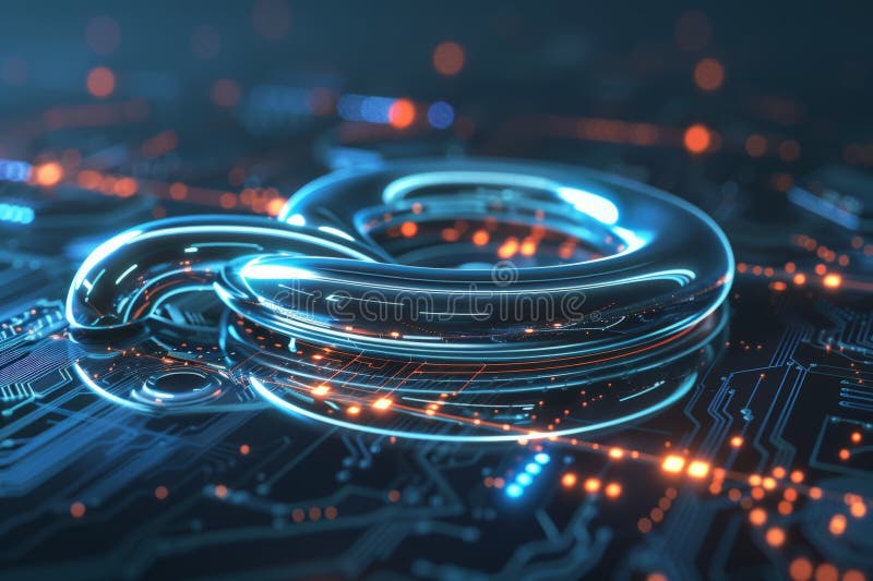 A 3D Infinity Loop Icon Constructed from Flowing Circuit Traces ...