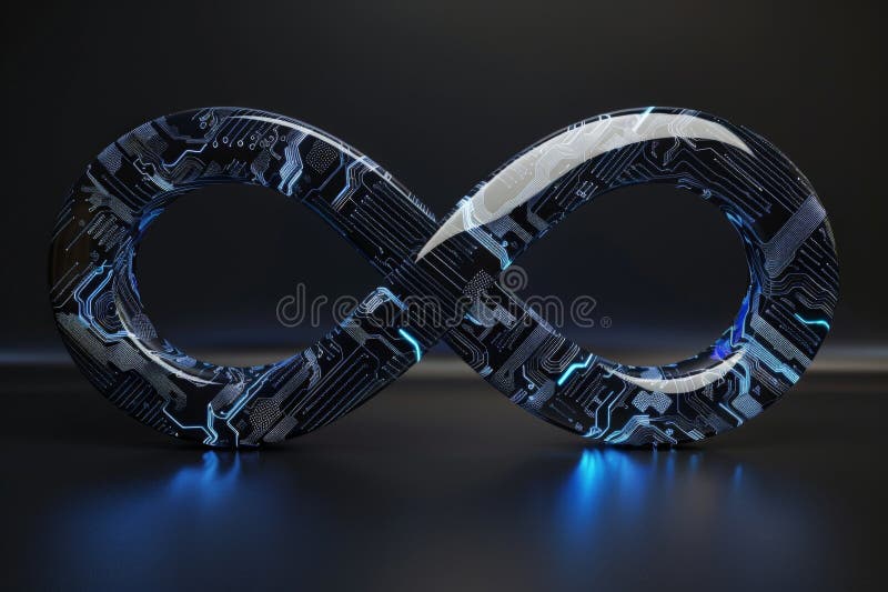 A 3D Infinity Loop Icon Constructed from Flowing Circuit Traces ...