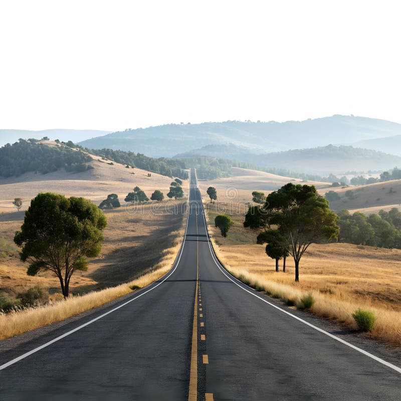 3D Infinity Road with Scenic Landscape Isolated on White Stock ...
