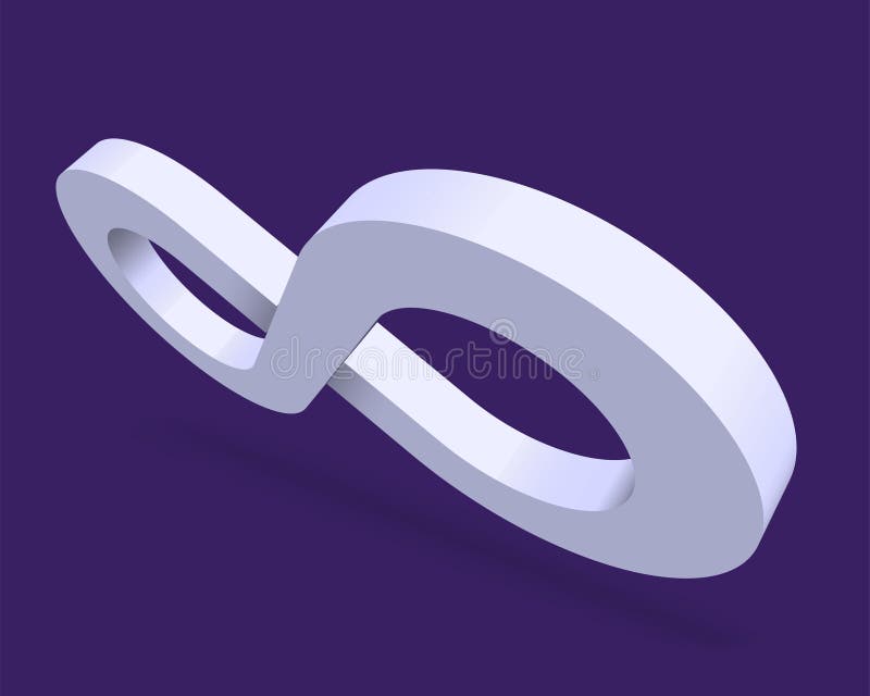 3D Infinity Symbol on Dark Violet Background. Endless Vector Logo ...