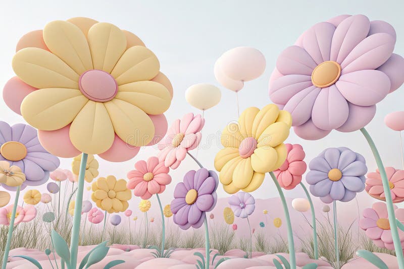 3d Inflatable Pastel Flower Background - Generated by Ai Stock ...