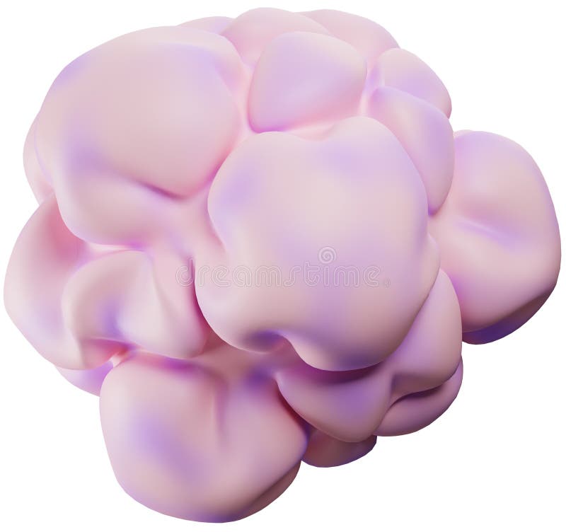 3D Inflated Abstract Shape Illustration. Puffy Pink Object Design Stock ...