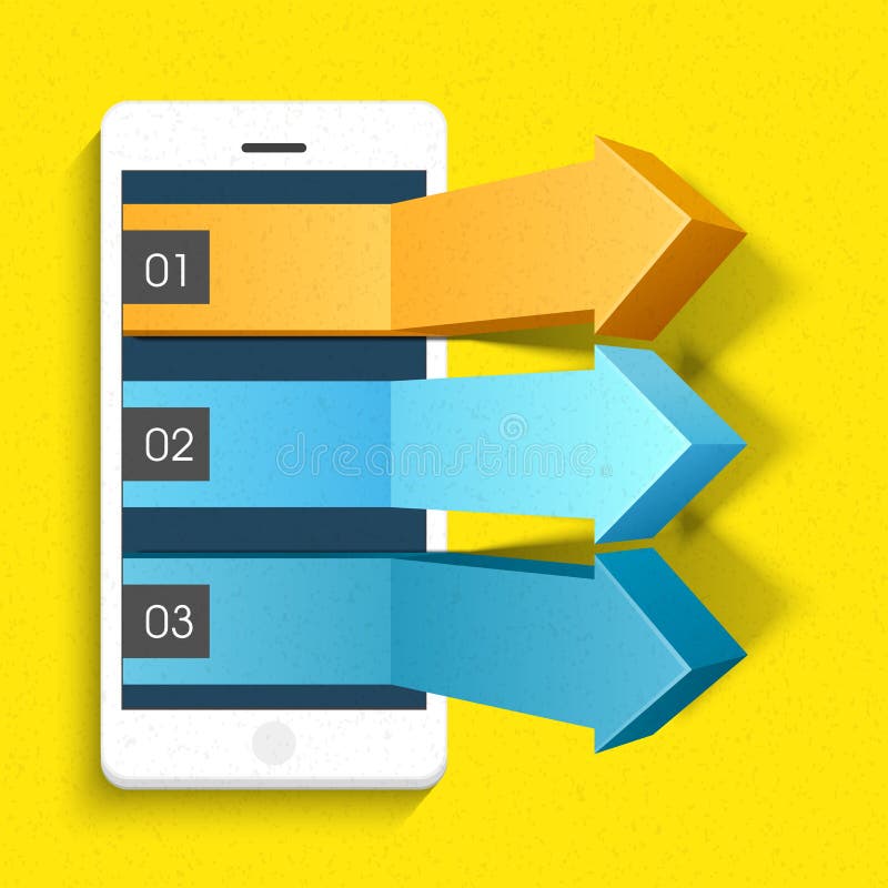 3D Infographic Arrows with Smartphone for Business. Stock Illustration ...
