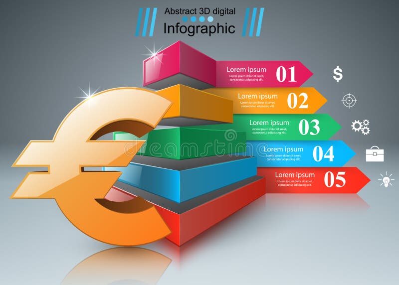 3D Infographic Euro, Icona Dei Soldi Illustrazione Vettoriale ...
