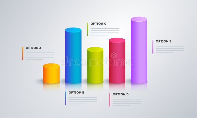 3D Infographic Graph with Five Step for Business. Stock Illustration ...