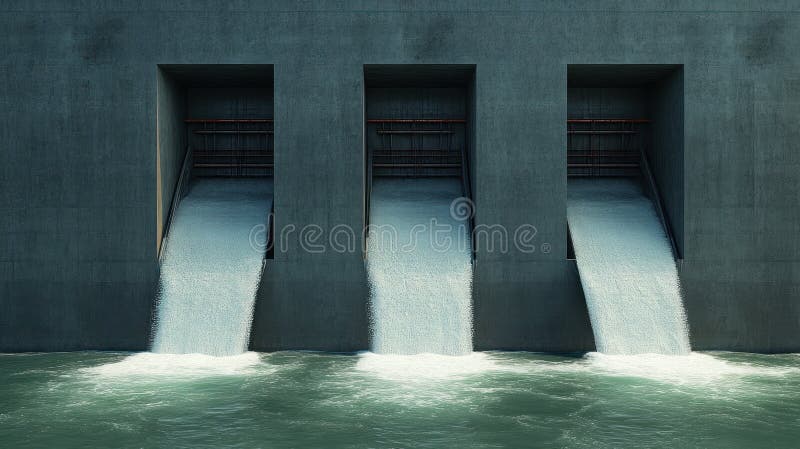 3D Infographic of a Hydropower System, Labeled Components and Water ...