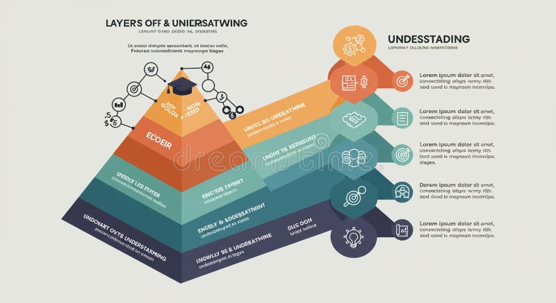 3D Infographic Pyramid with Layered Sections Titled in Pseudo-text ...