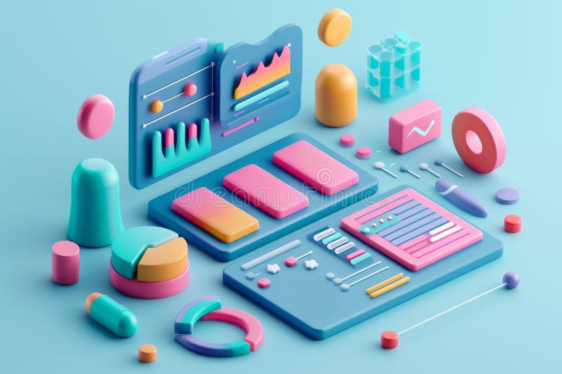 A 3D-infographic with a Sleek-modern Design Stock Illustration ...