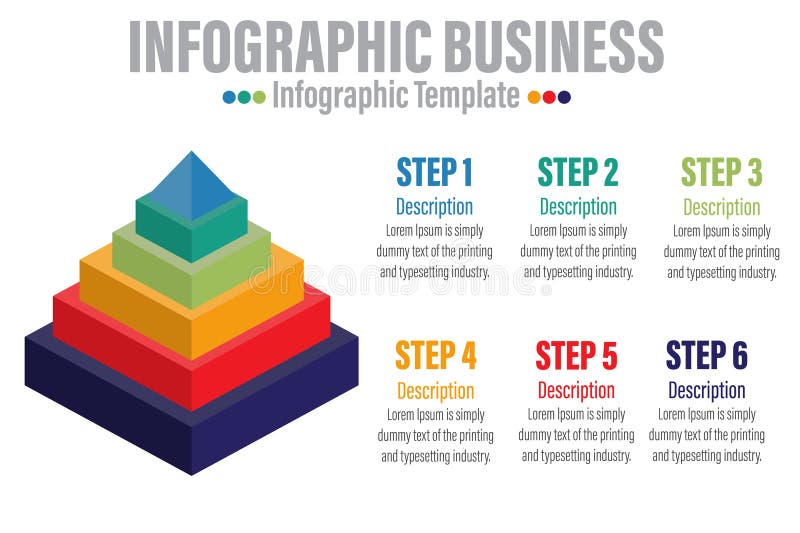 3D Infographic Template for Business. 6 Steps Modern Mindmap Pyramid ...