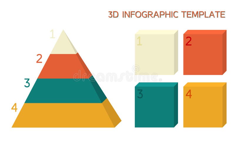 3D Infographic Template in Solid Colors Stock Vector - Illustration of ...