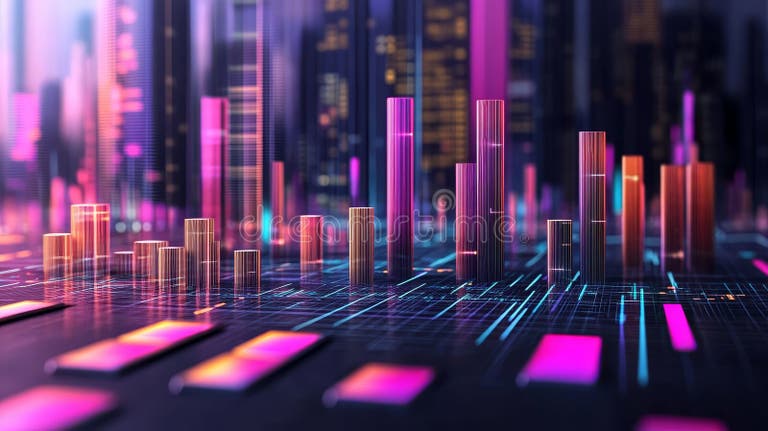 3D Infographics with Graph and Chart on Abstract Background Stock ...